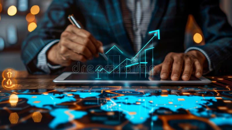 Businessman Analyzing Digital Growth Data, Generative AI Stock Image ...