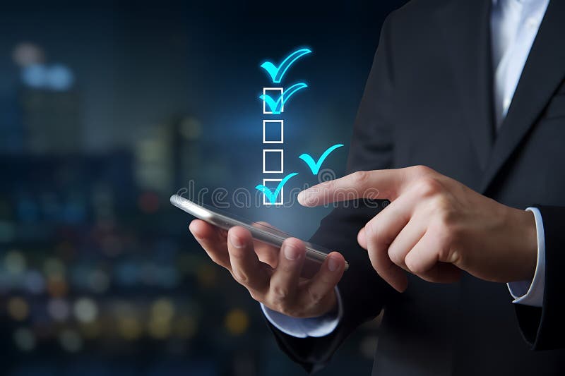Businessman Utilizing Mobile Technology for Task Management and ...