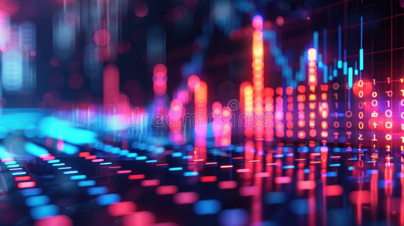 Candlestick Chart Analysis of Stock Market on Screen Stock Illustration ...