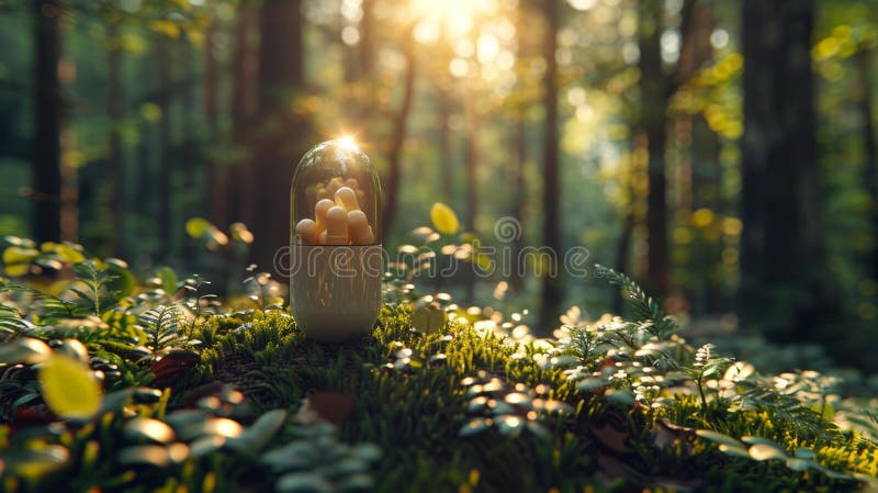 Nature Capsule in Forest, Generative AI Stock Image - Image of morning ...