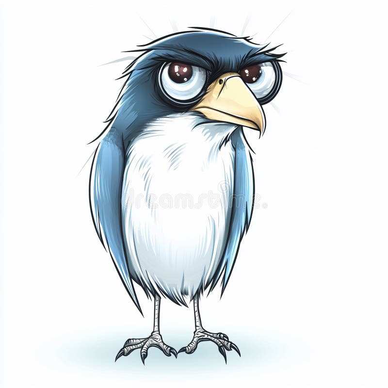 Grumpy Cartoon Bird with Big Eyes - Generated Using Ai Stock ...