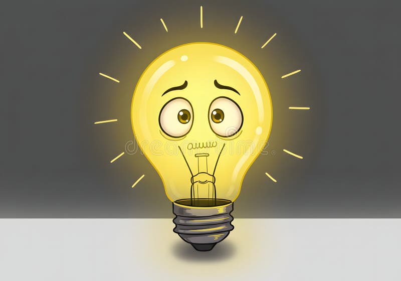 Sad Lightbulb Cartoon Character Illustration - Generated Using Ai Stock Illustration ...