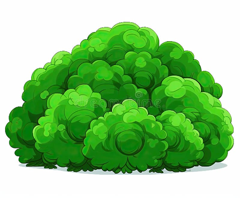 A Lush, Cartoon-Style Green Bush with a Shadow Stock Illustration ...