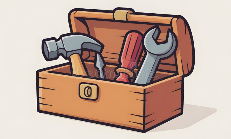 Red Toolbox with Tools Cartoon Illustration Stock Illustration ...