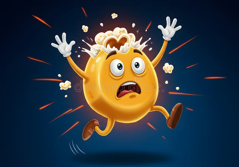 Scared Popcorn Running Away - Generated Using Ai Stock Illustration ...