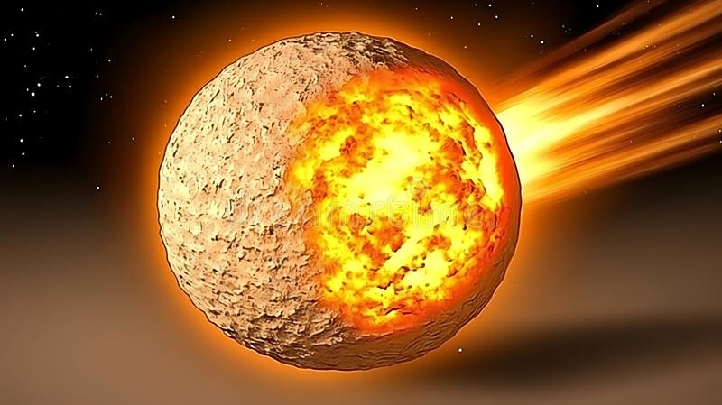 A Celestial Body Explodes in a Dramatic Fiery Cosmic Event Stock ...