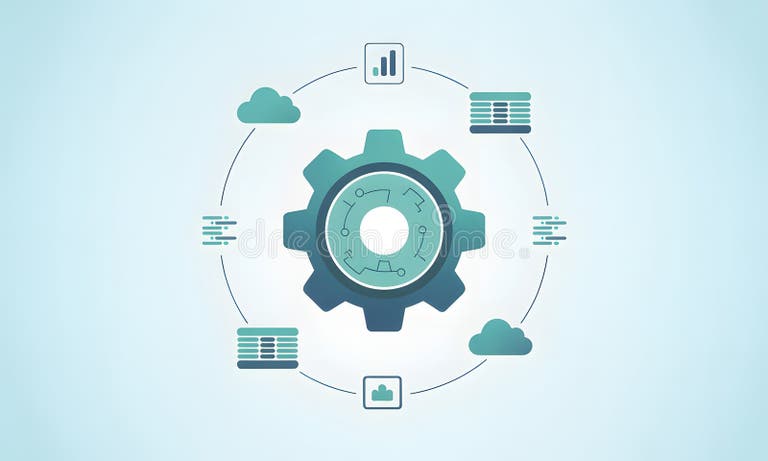 Integrated Data Management System Stock Illustration - Illustration of ...