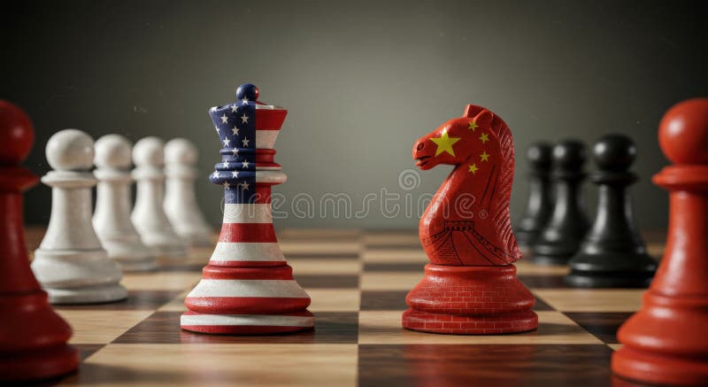 US-China Chess Match stock illustration. Illustration of conflict ...
