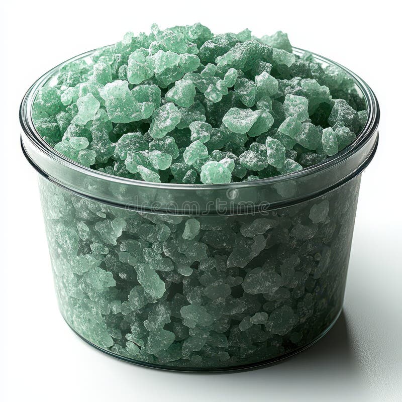 Translucent Green Gemstones in Clear Plastic Container Stock ...