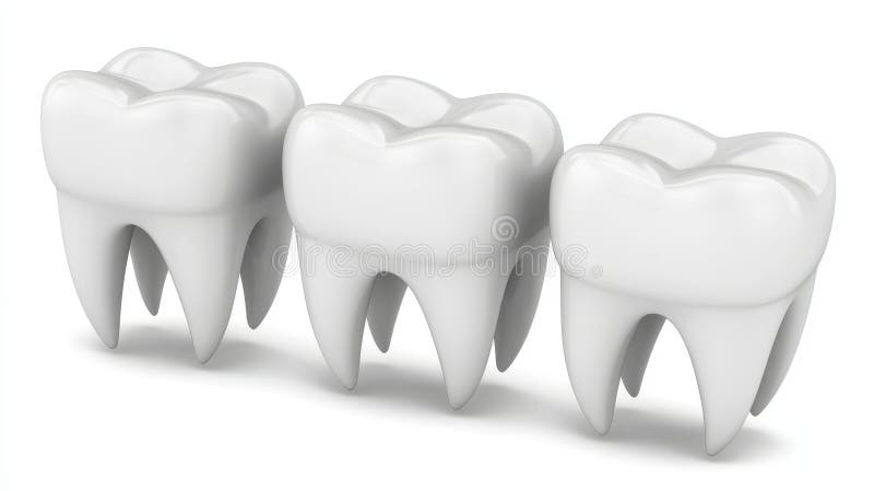 The Image Depicts a Close-up of Three White Molars that Appear Healthy ...