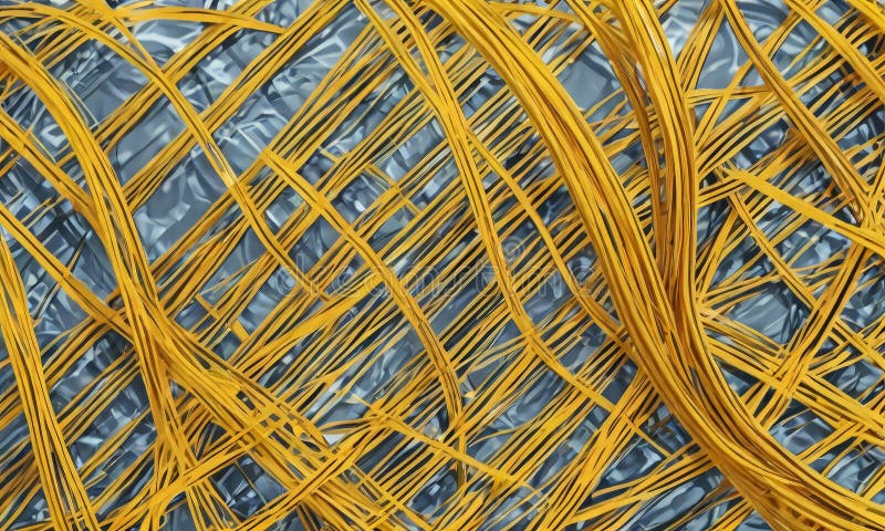 Close-up View Yellow String or Thread, Twisted and Coiled in Criss ...