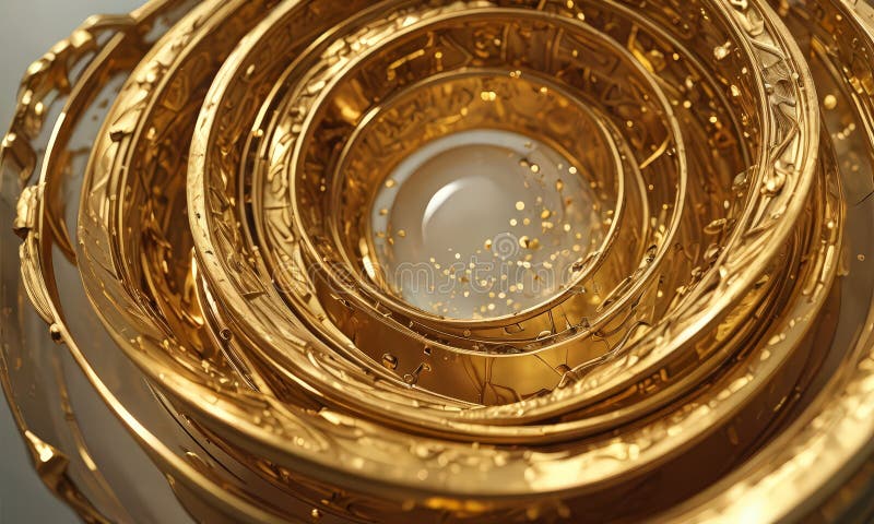Close-up View Golden Ring with White Center, Surrounded by Concentric ...