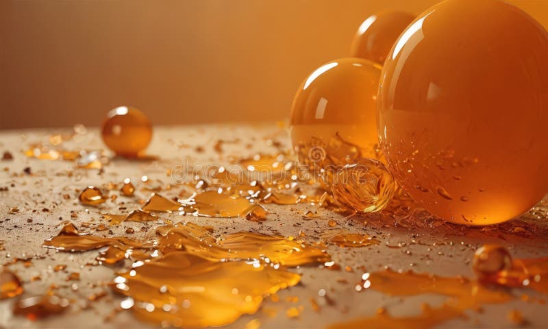 Three Orange Spheres with Reflective Surfaces are Scattered Across ...