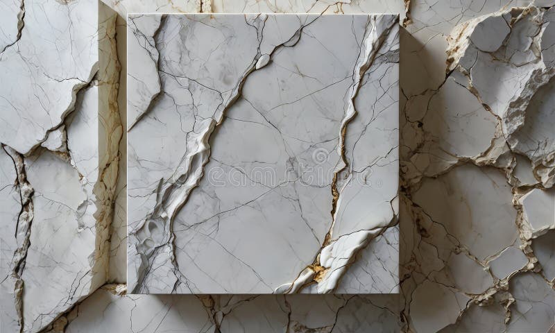 Close-up View White Marble Surface with Visible Cracks and Fractures ...