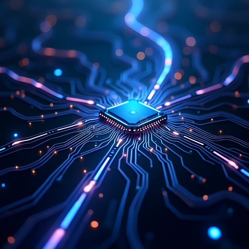 The Image Depicts a Closeup View of a Computer Microchip Surrounded by ...