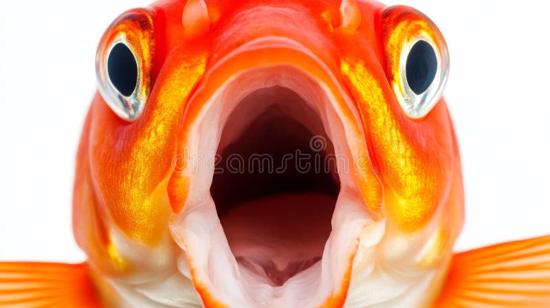 The Image Depicts a Clownfish Assuming a Defensive Stance on a White ...