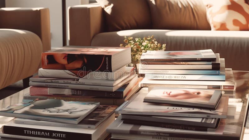 Fashion Magazines on a Coffee Table Stock Illustration - Illustration ...