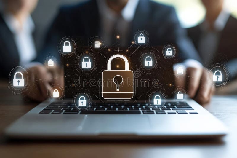 Cybersecurity Collaboration and Data Protection Stock Illustration ...