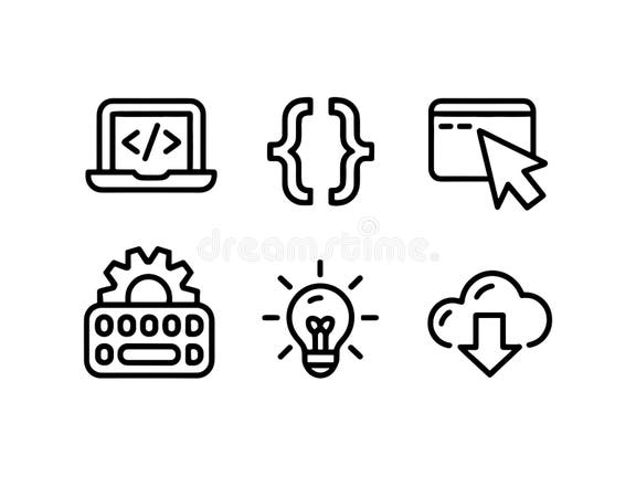 Programming Codes Set Software Development Symbols Stock Vector ...