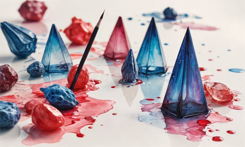 Collection Abstract, Colorful Objects, Including Blue, Red, and Purple ...