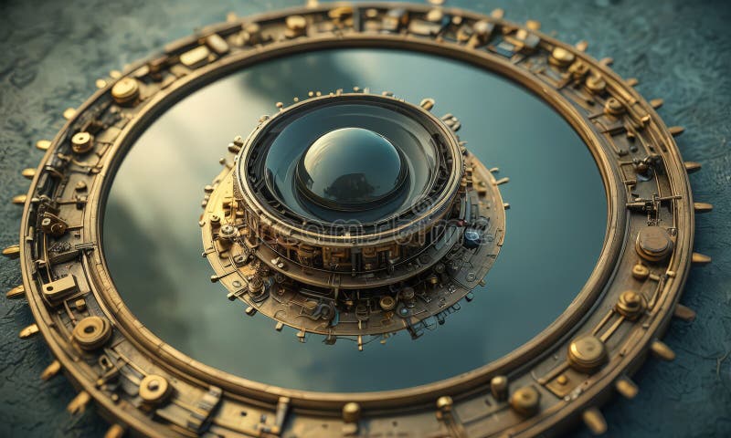 Complex, Circular Metallic Structure with Central Dome and Intricate ...