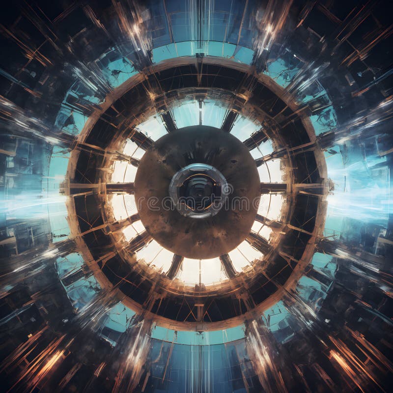 Futuristic Circular Mechanism with Dynamic Energy Cores in Motion Stock ...
