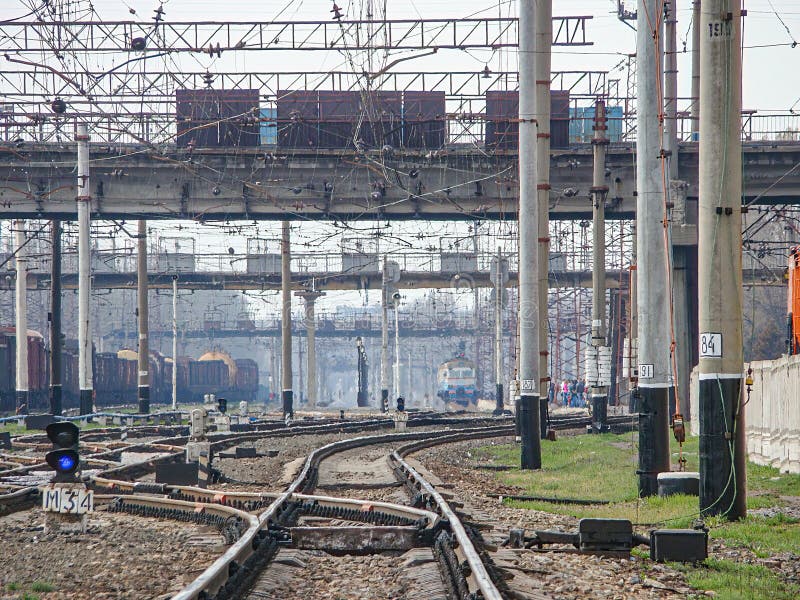 Image Depicts a Complex Electric Railway Junction with Multiple Sets of ...