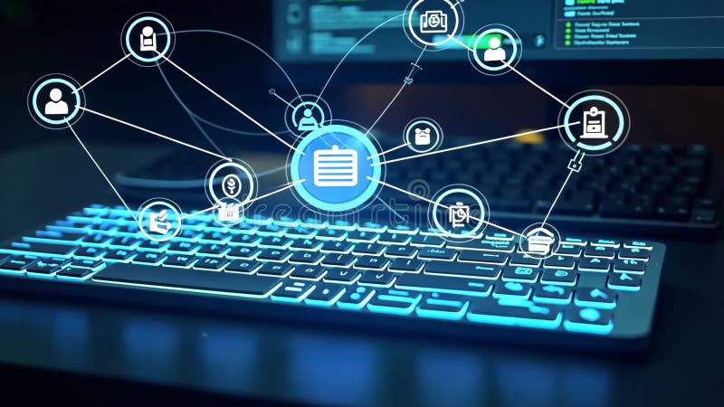 Digital Document Network stock video. Video of illustrating - 366578629