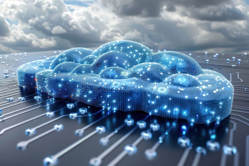 Cloud Computing Storing And Accessing Online Data Safely And Efficiently Stock Illustration