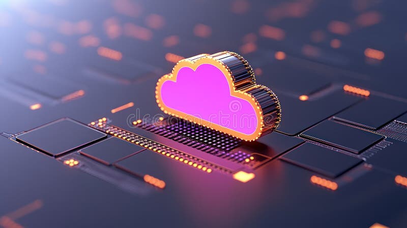 Cloud Storage And Backup With Hologram And Database Synchronization Stock Illustration