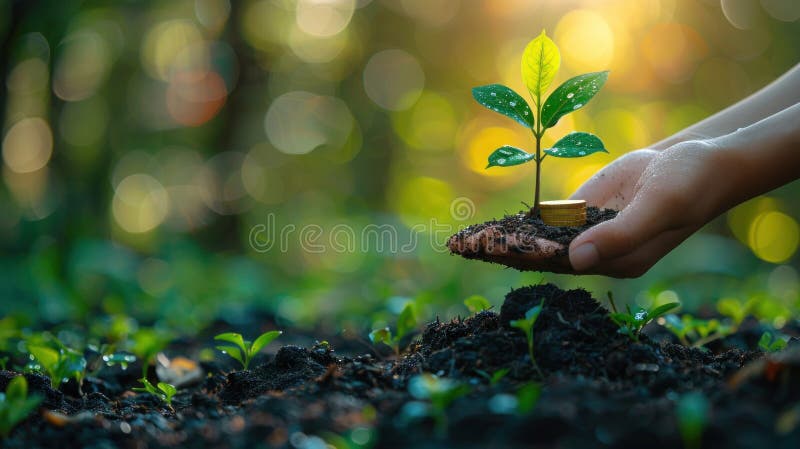 Growing Wealth: Human Hands Saving and Investing in Nature with Golden ...