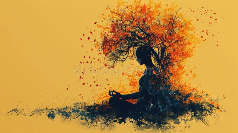 Mental Wellness through Mindfulness: a Person Meditating with an ...