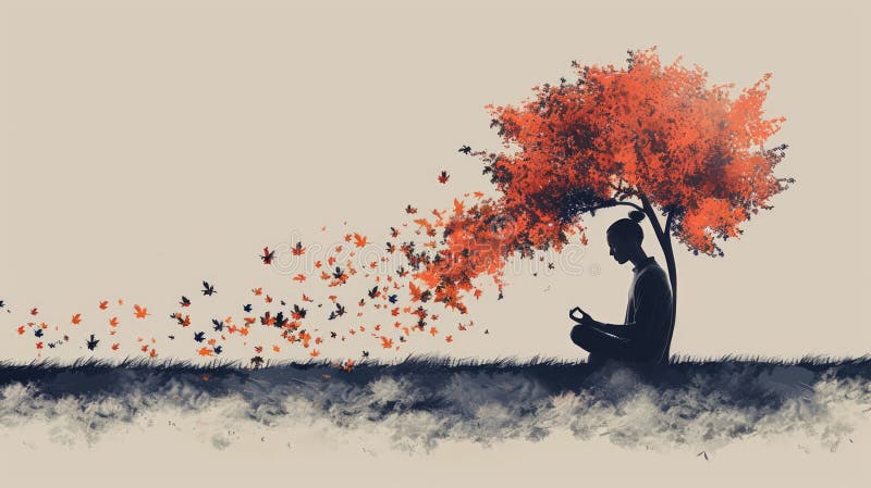 Mental Wellness through Mindfulness: a Person Meditating with an ...