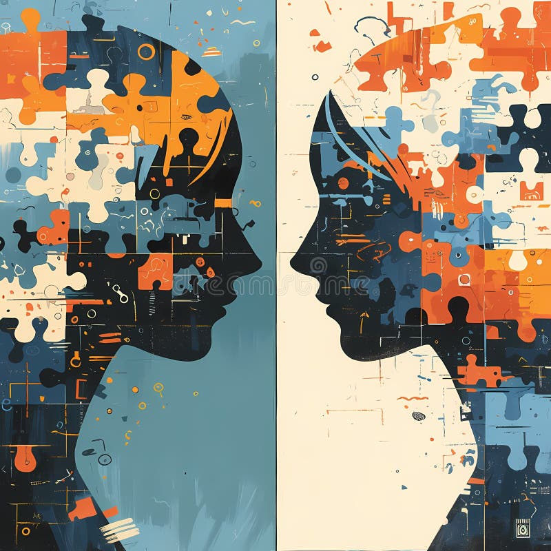 Two Minds Working Together in Harmony Stock Illustration - Illustration ...