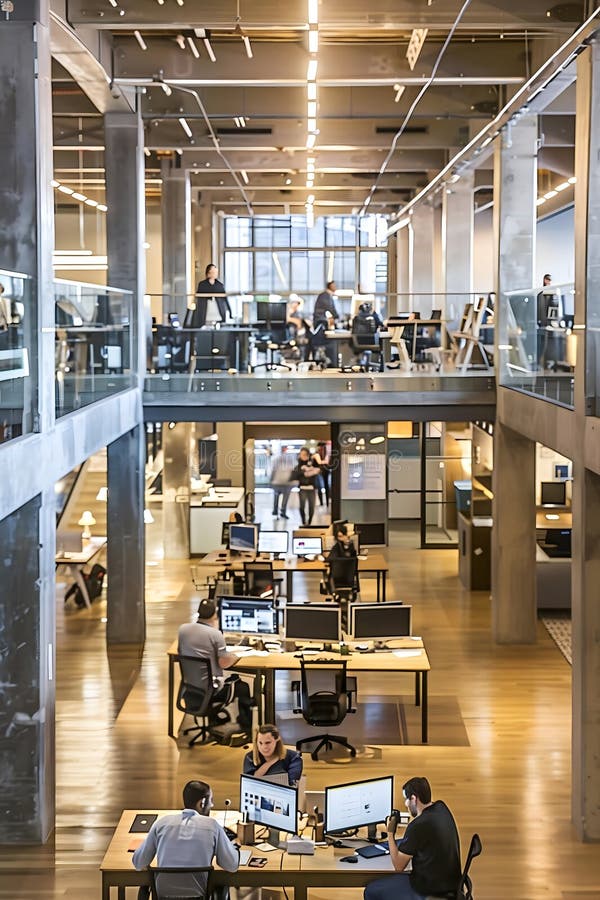 Modern Office Workspace stock illustration. Illustration of lobby ...