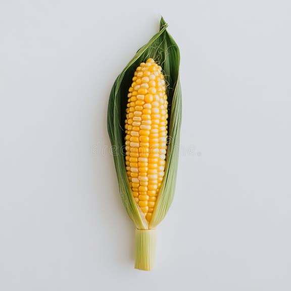 The Image Depicts a Corn Cob, Complete with a Yellow Kernel, Positioned ...