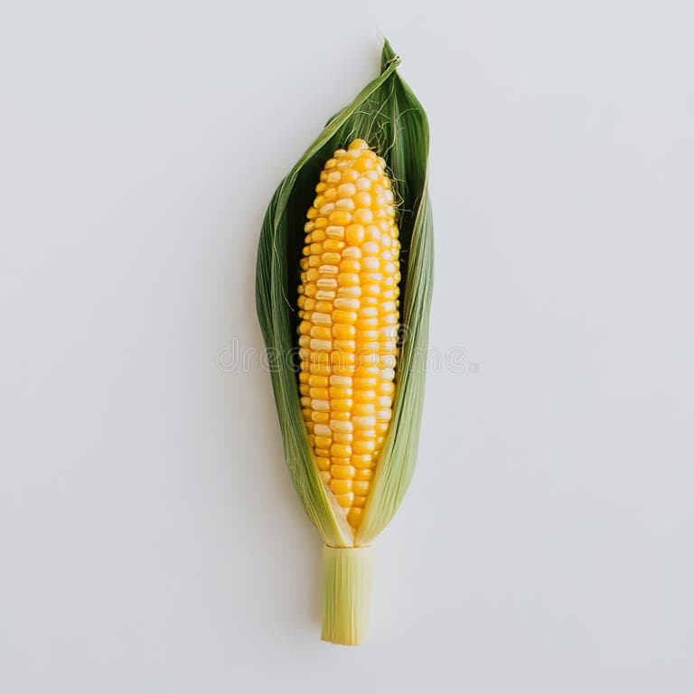 The Image Depicts a Corn Cob, Complete with a Yellow Kernel, Positioned ...