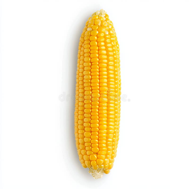 The Image Depicts a Corn Cob on a White Surface that Has Leaves, and ...