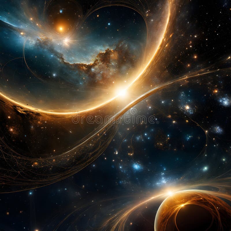 Gravitational Elegy, a Dance of Cosmic Lights and Shadows Stock Photo ...