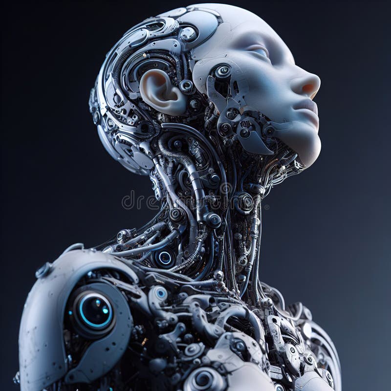 Cybernetic Humanoid: AI 3D Illustration Stock Illustration ...