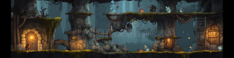 The Image Depicts a 2D Game Environment Stock Illustration ...