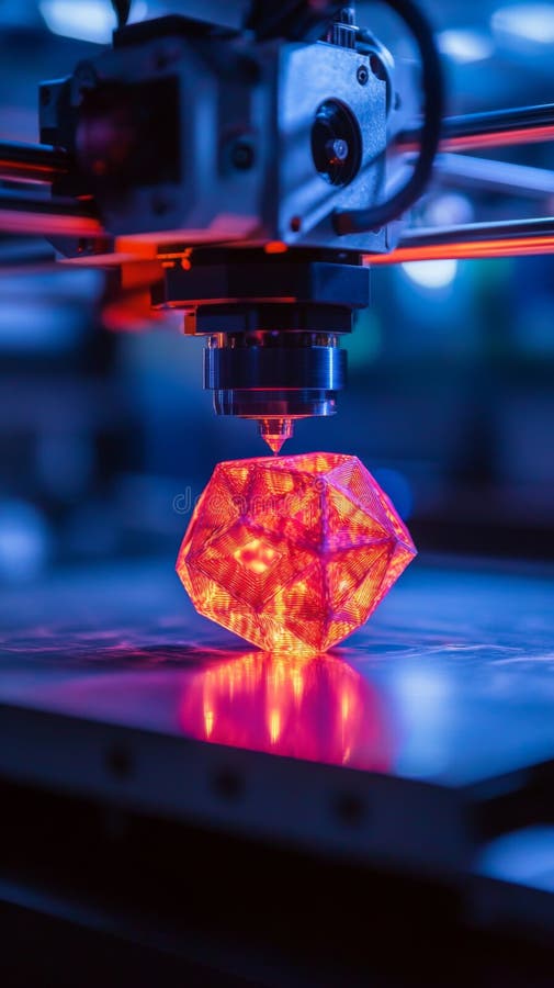 A Vibrant 3D Printer in Action Showcasing a Dazzling Geometric Shape ...
