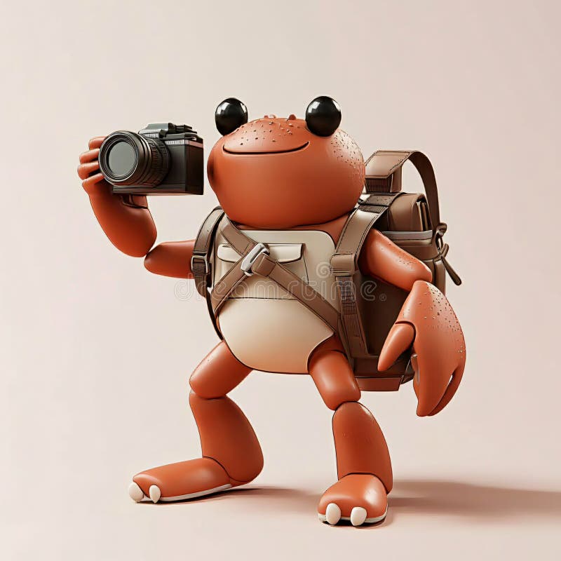 Frog Photographer with Backpack - Generated Using Ai Stock Illustration ...