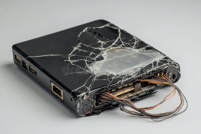 A Close-up of a Damaged Electronic Device Showcasing Broken Wires and ...