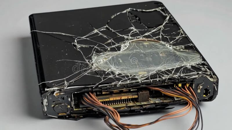 A Close-up of a Damaged Electronic Device Showcasing Broken Wires and ...