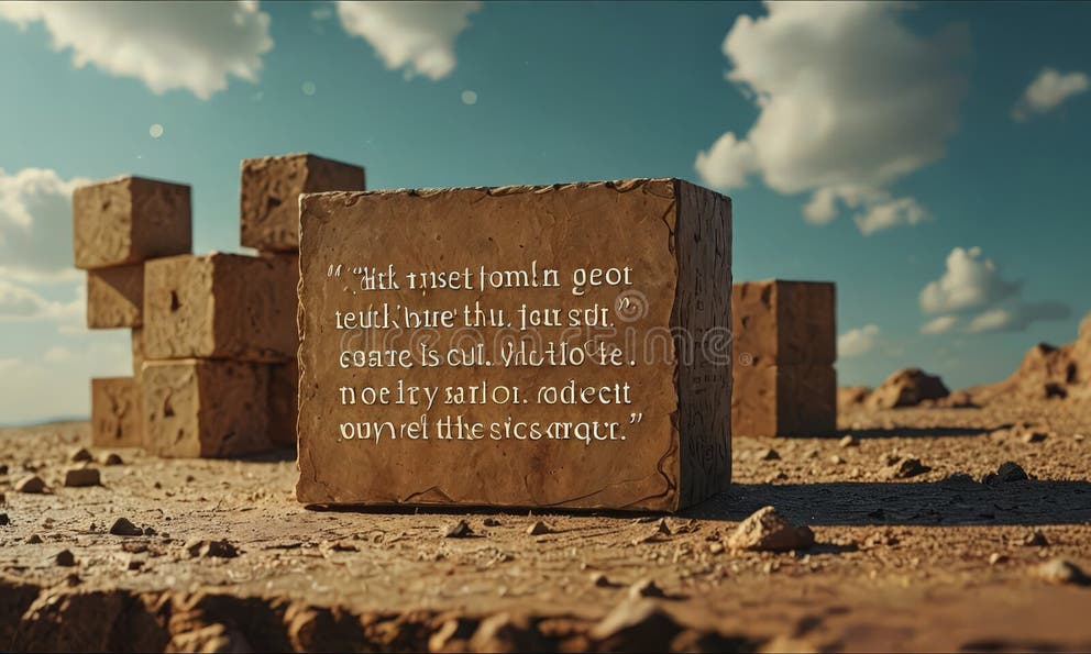 Desert Landscape with Large, Rectangular Stone Structure in the ...