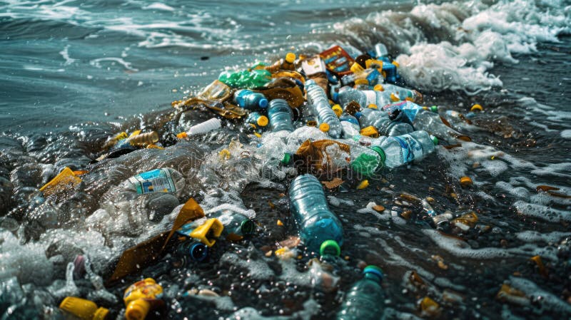 Polluted Ocean Floor with Plastic Waste, Generated with AI Stock ...