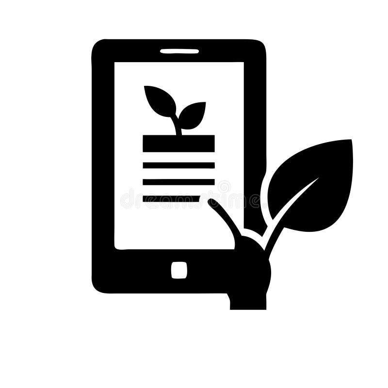 Digital Agriculture Tablet with Growing Plant Leaf Vector Design Stock ...