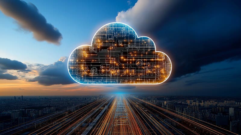 Image Depicts Digital Cloud with Circuit Patterns Symbolizing Cloud ...