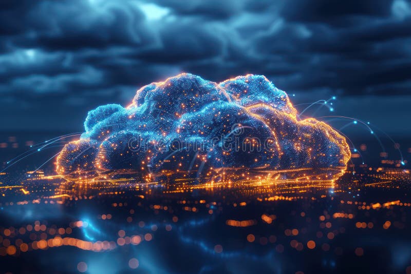 Digital Cloud: Storing and Managing Online Data Stock Illustration ...